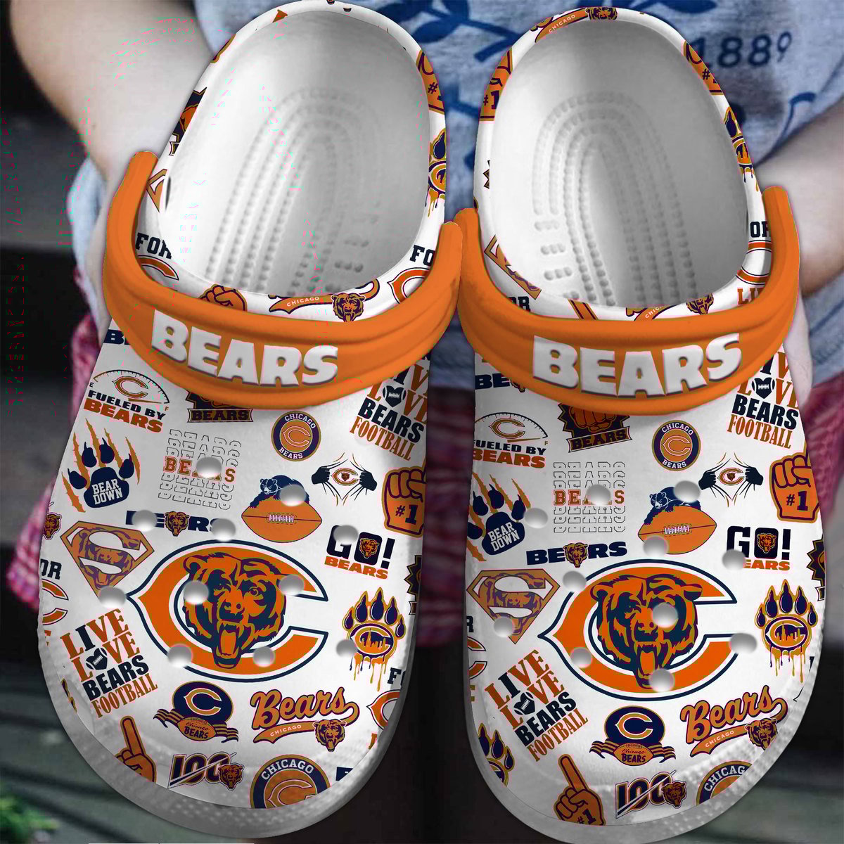 Chicago Bears NFL Sport Crocs Crocband Clogs Shoes for Family - Rookbrand